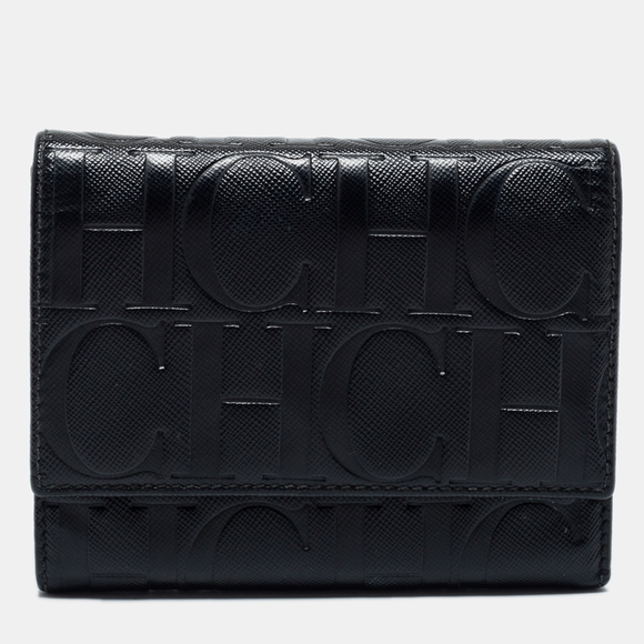 Carolina Herrera | Bags | Ch Carolina Herrera Black Monogram Embossed ...